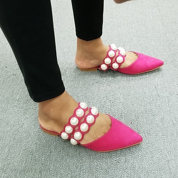Shoes | Womens Pink Pearl Strap Mule Sandals | Poshmark